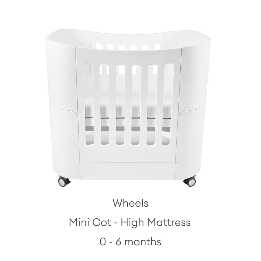 Serena Mini Cot | Small White Cot with Wheels | Newborn - 2 Years ...