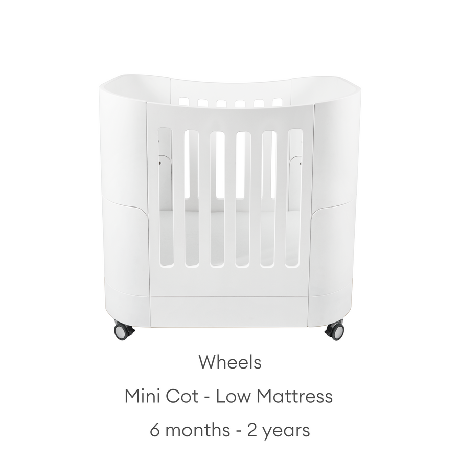 Serena Mini Cot | Small White Cot with Wheels | Newborn - 2 Years ...